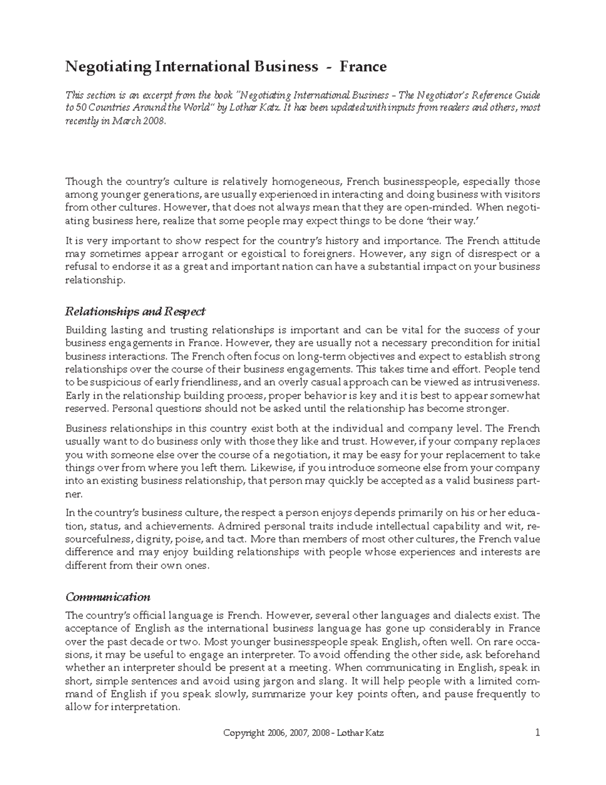 Negotiating International Business France-1 - It has been updated with ...