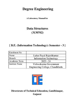 Pra8 - Data Structure Practical 8 Solution From Lab Manual - Experiment ...