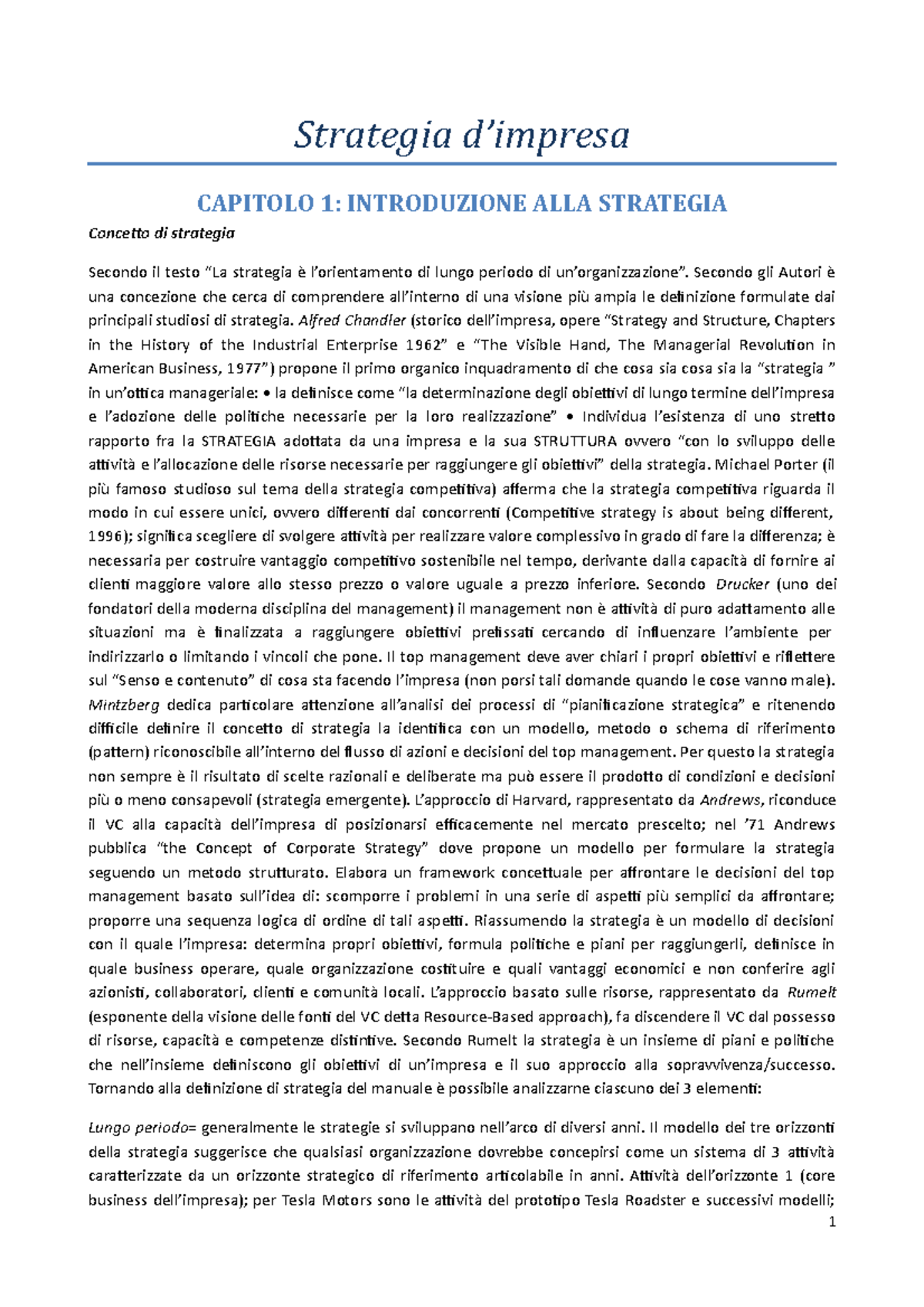 Strategia - .... - Strategia d’impresa CAPITOLO 1: INTRODUZIONE ALLA ...