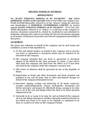 Form LRA 6 Specific Power OF Attorney - Form LRA 6 (r. 18) REPUBLIC OF ...