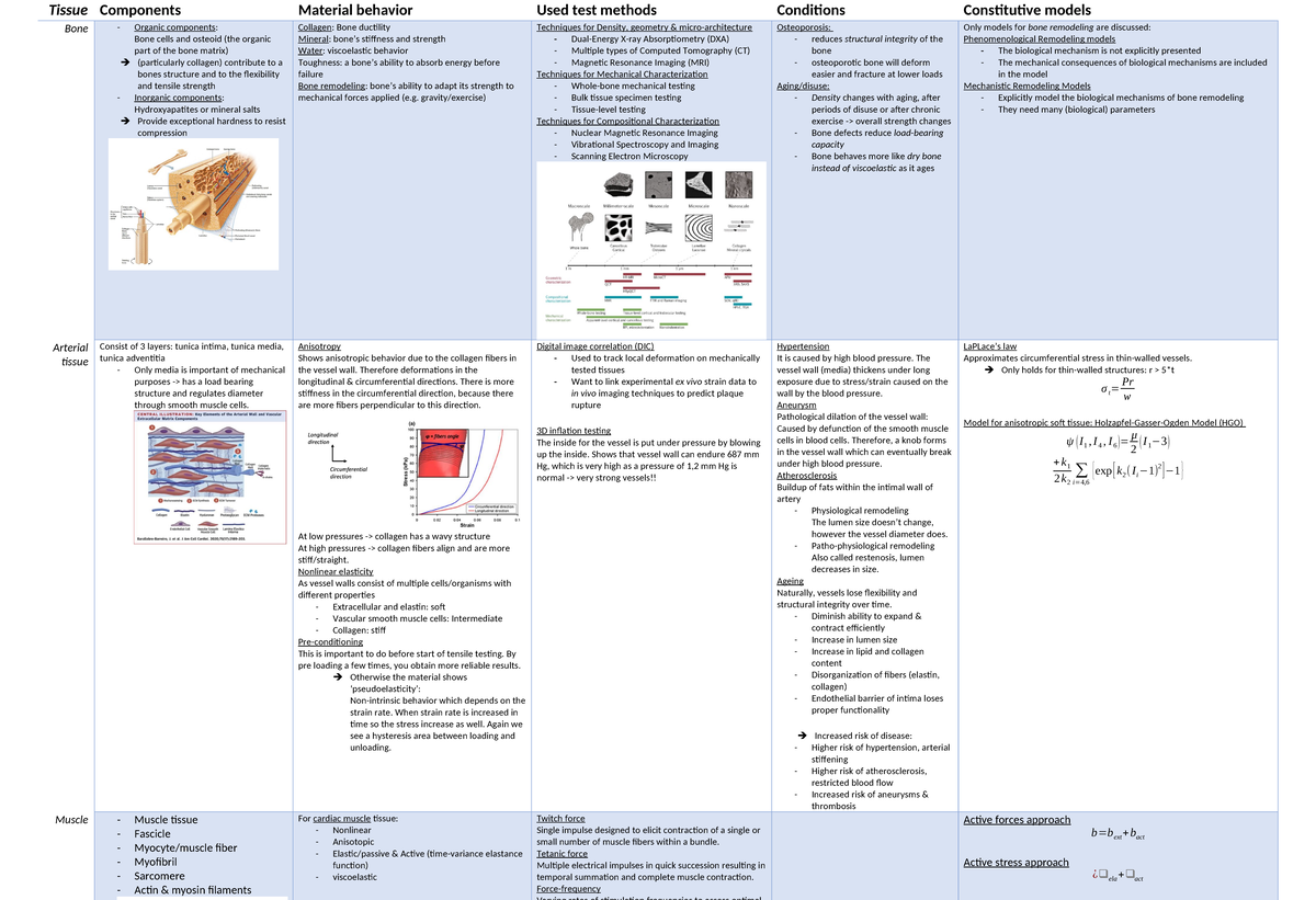 Schema tissues TB - Tissue Components Material behavior Used test ...