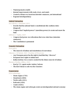 History Exam #3 review - Chapters 7- 1. What was Jefferson's vision of ...