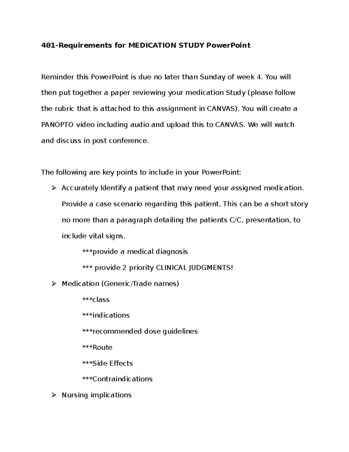 481 medication study powerpoint instruction - 481-Requirements for ...