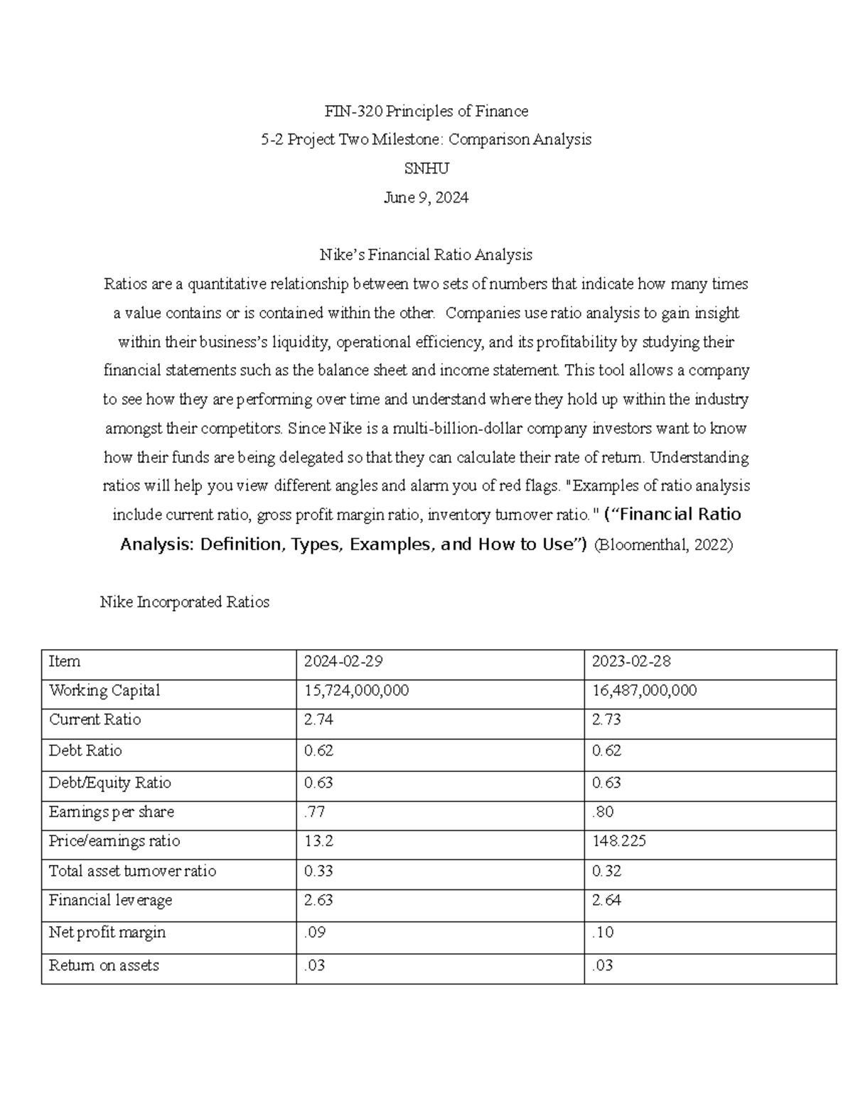 Document 2 5-2 Finance - FIN-320 Principles of Finance 5-2 Project Two ...