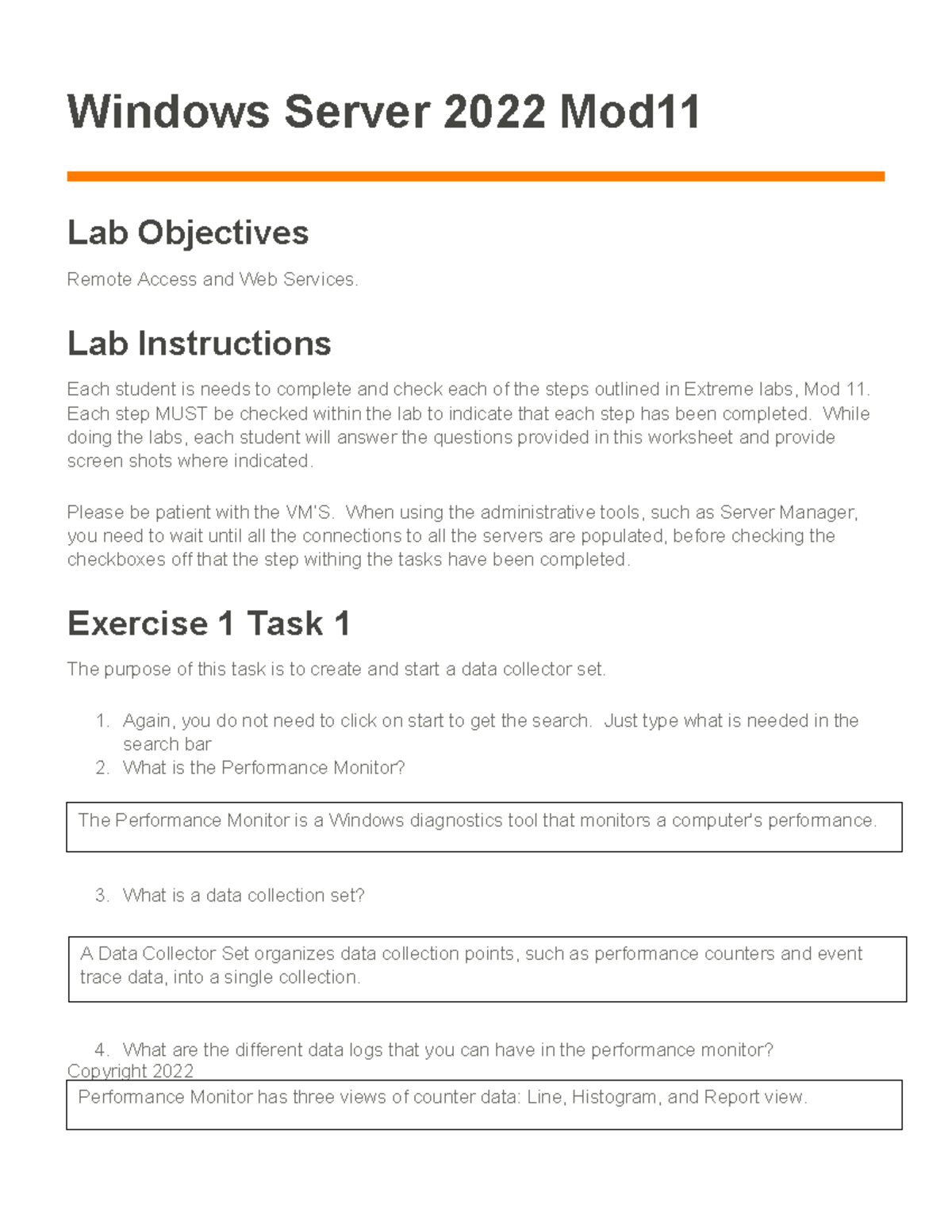Lab 11 - Windows Server 2022 Mod Lab Objectives Remote Access and Web Services. Lab Instructions ...