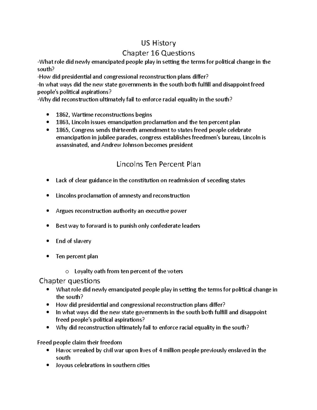 US History Week 1 - Professor Foyle Class Chapter 16 - US History ...