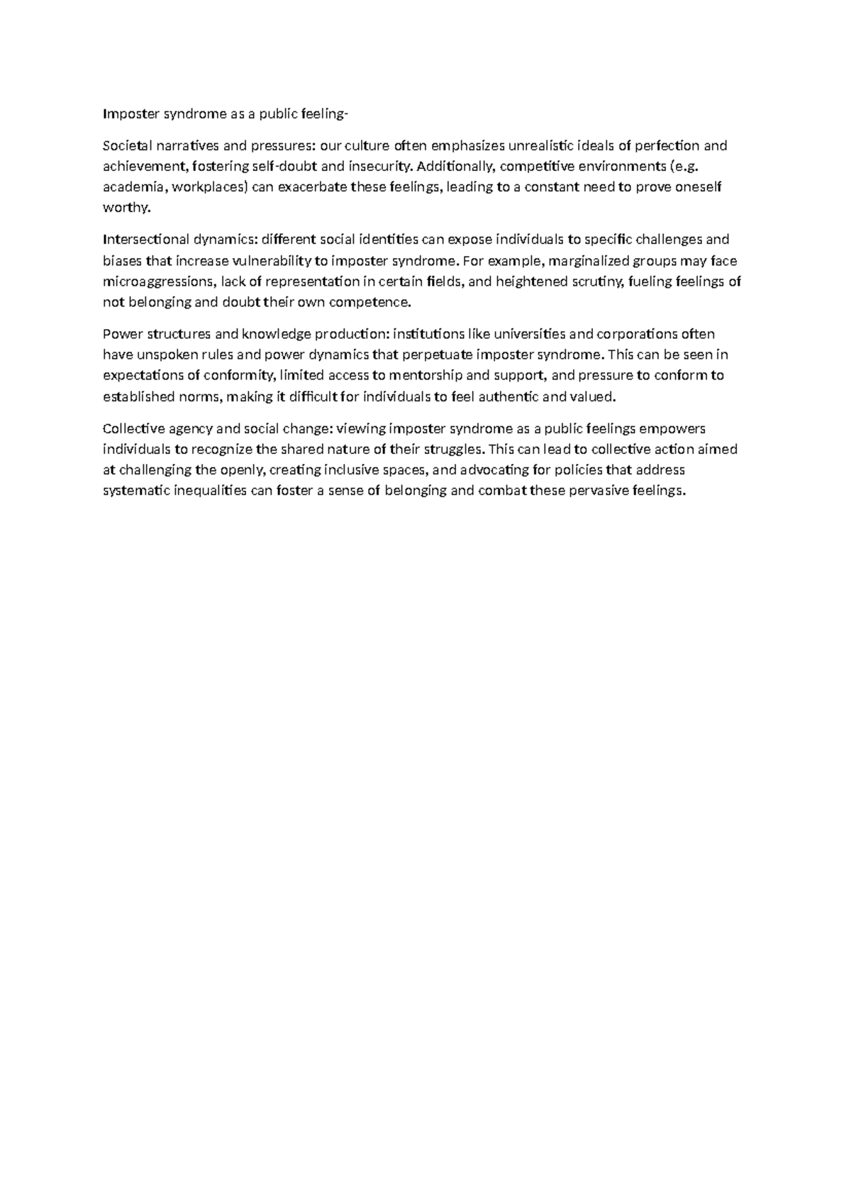 Imposter syndrome as a public feeling - Imposter syndrome as a public ...