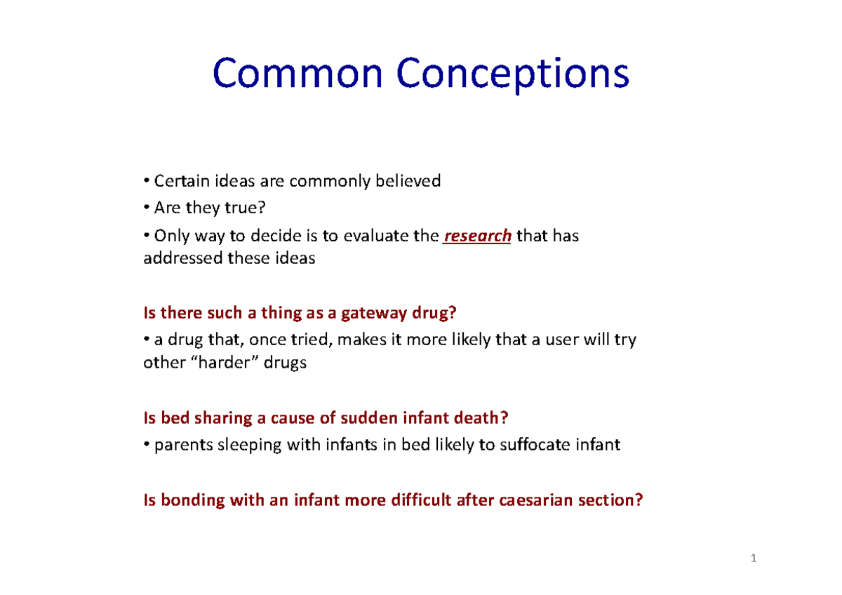Common Conceptions 2022 1 Slide - Common Conceptions Certain ideas are ...