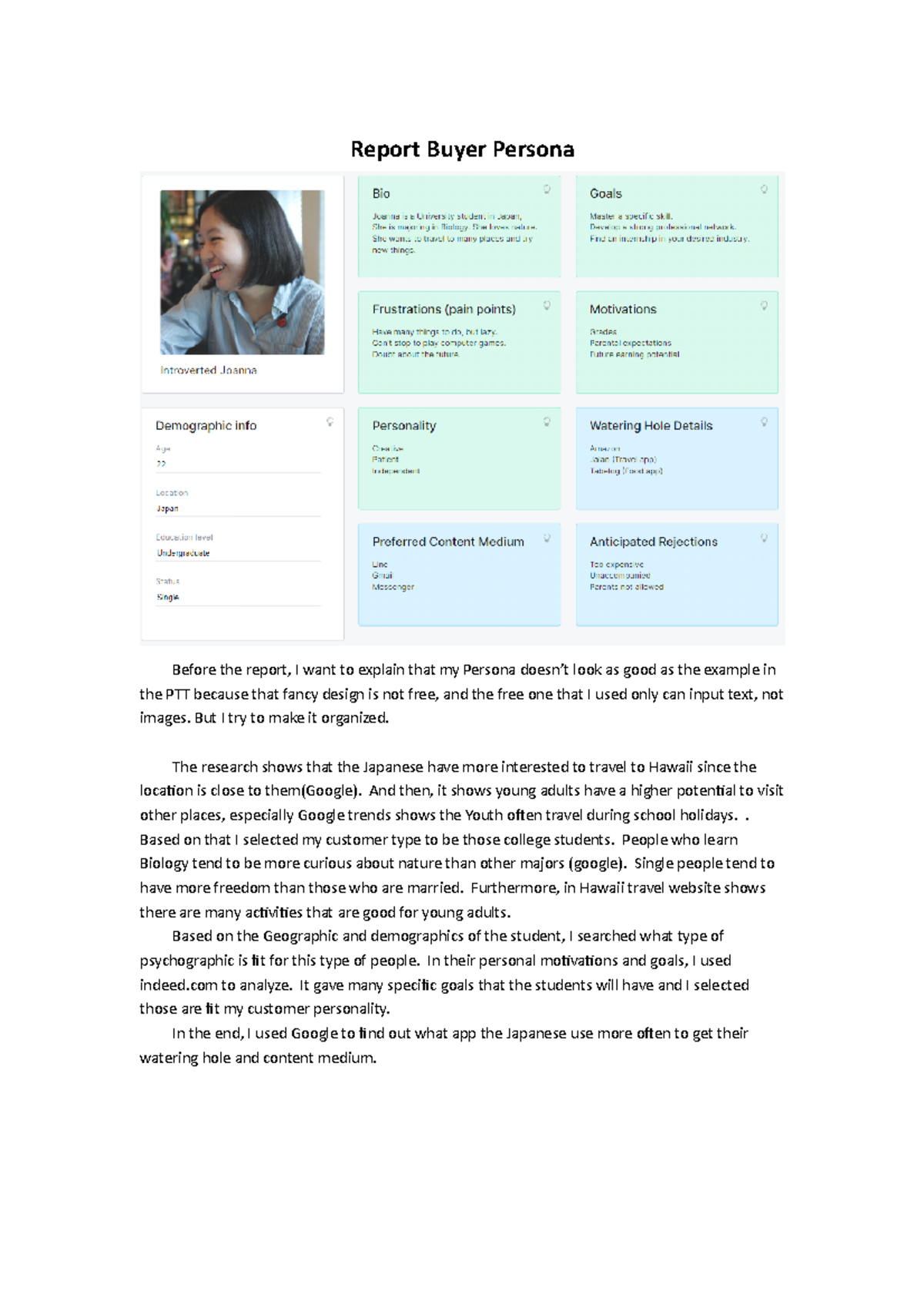 Report Buyer Persona - Report Buyer Persona Before the report, I want ...