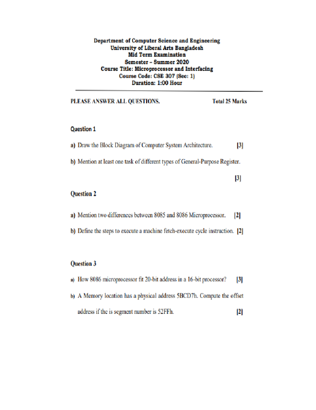 Mid Term Summer 20 Section 1 - Microprocessor and Interfacing - Studocu