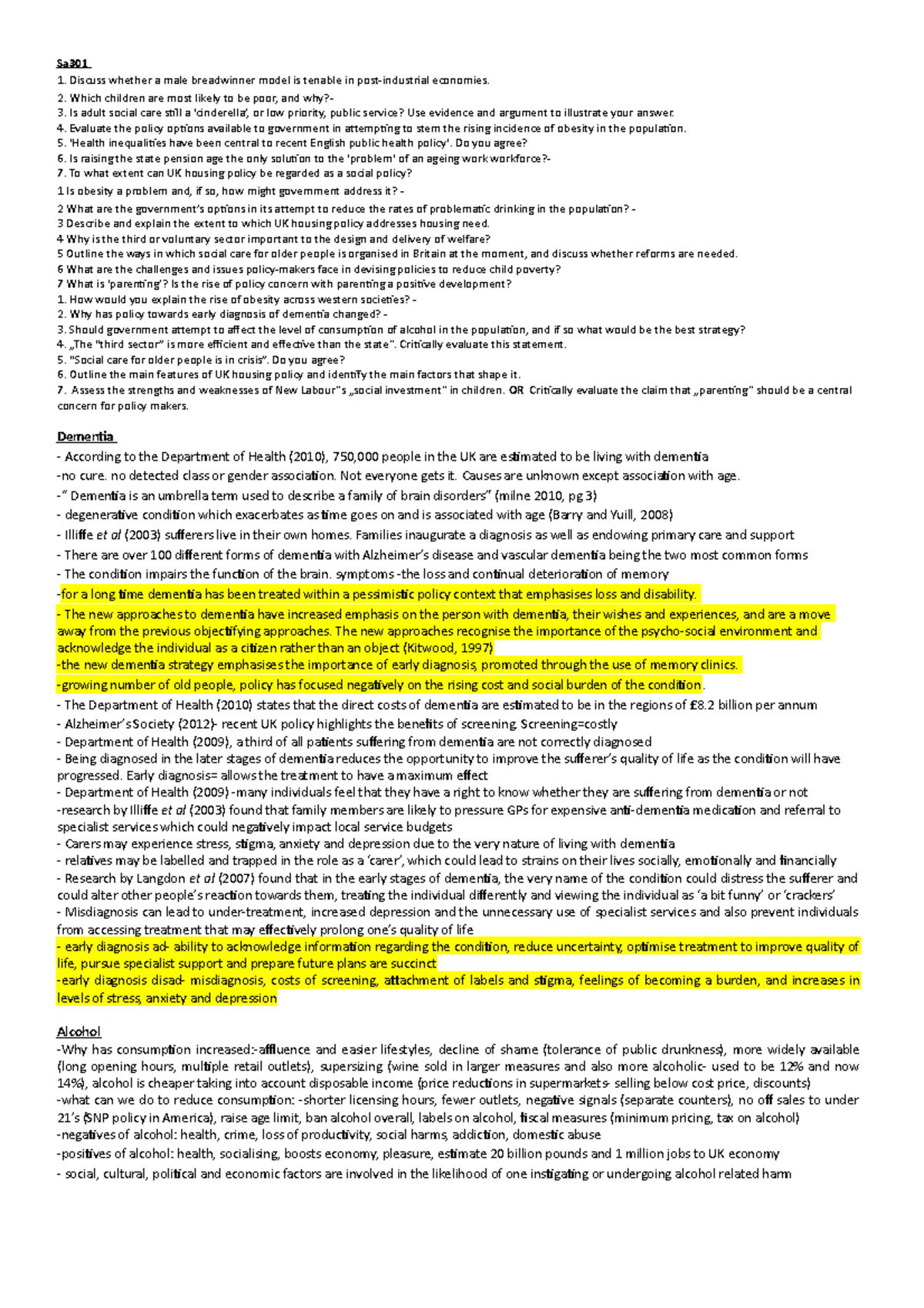 Sa301 revision notes - Summary Sociology - Sa Discuss whether a male ...