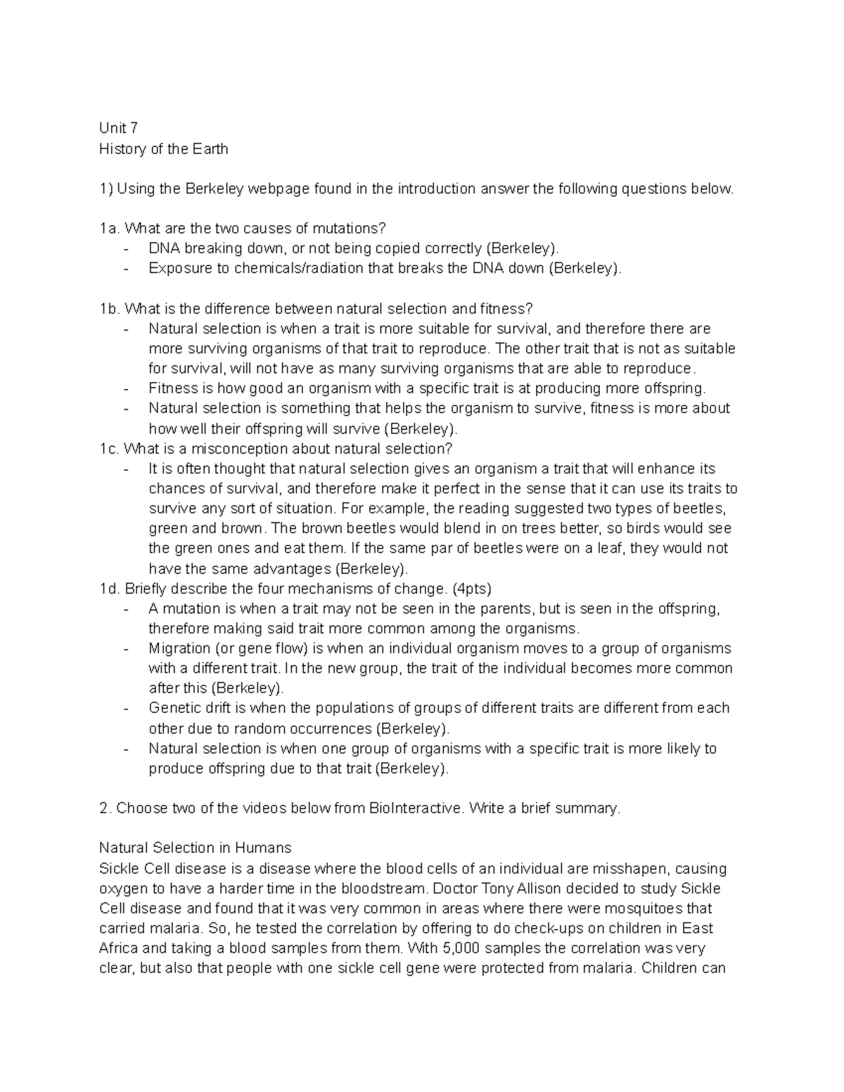 Unit 7 Writing Prompt Updated - Unit 7 History of the Earth Using the ...