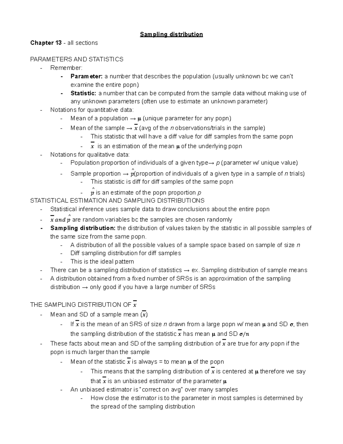 7 - sampling distribution - Sampling distribution Chapter 13 - all ...