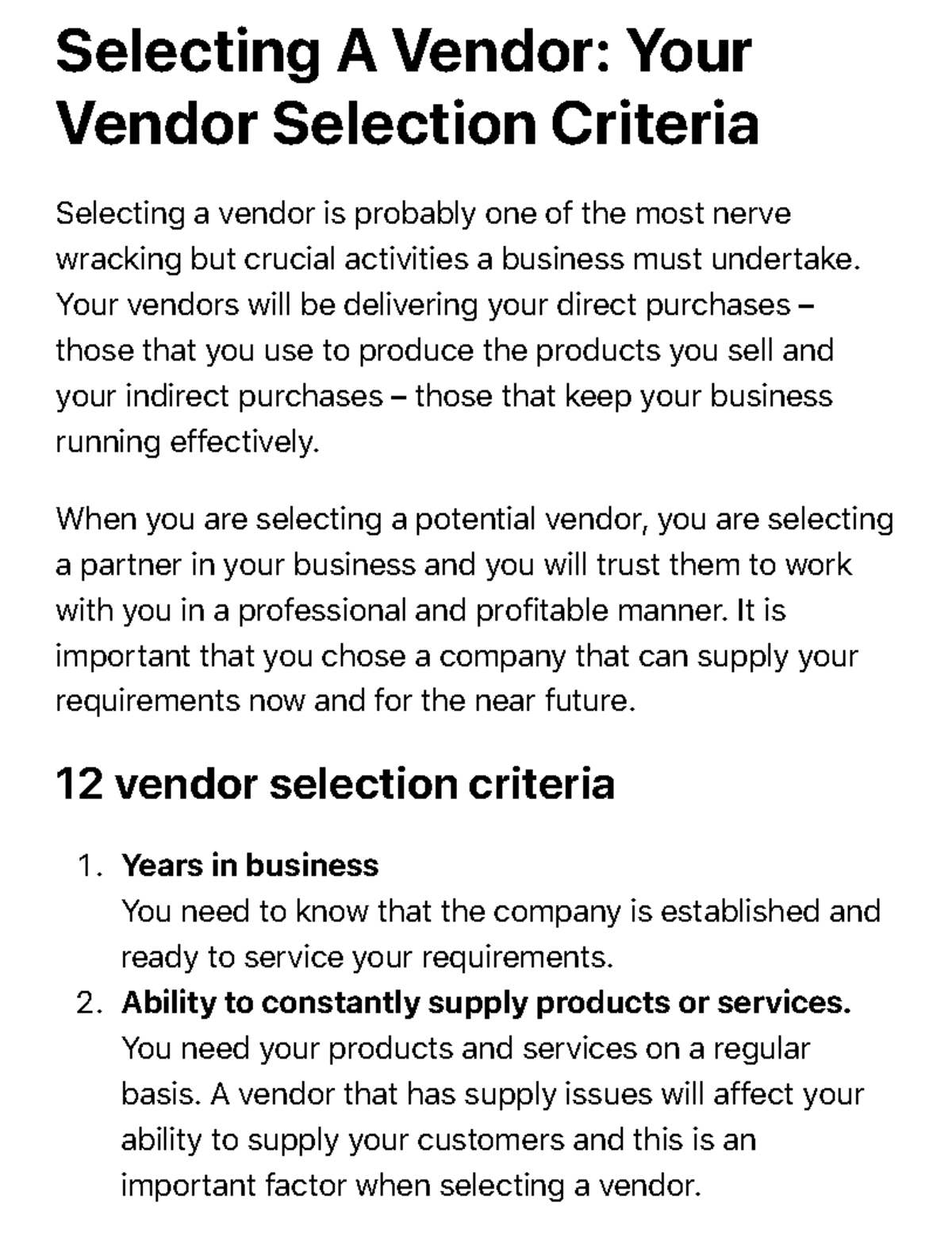 Criteria Select ...