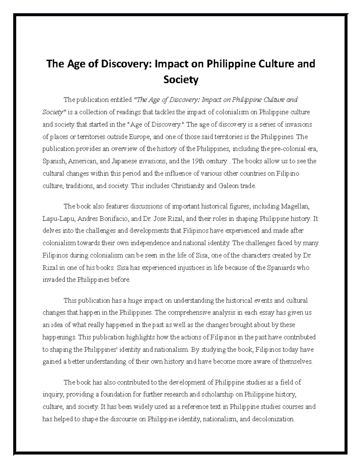 The Age of Discovery - Art Appreciation - The Age of Discovery: Impact ...