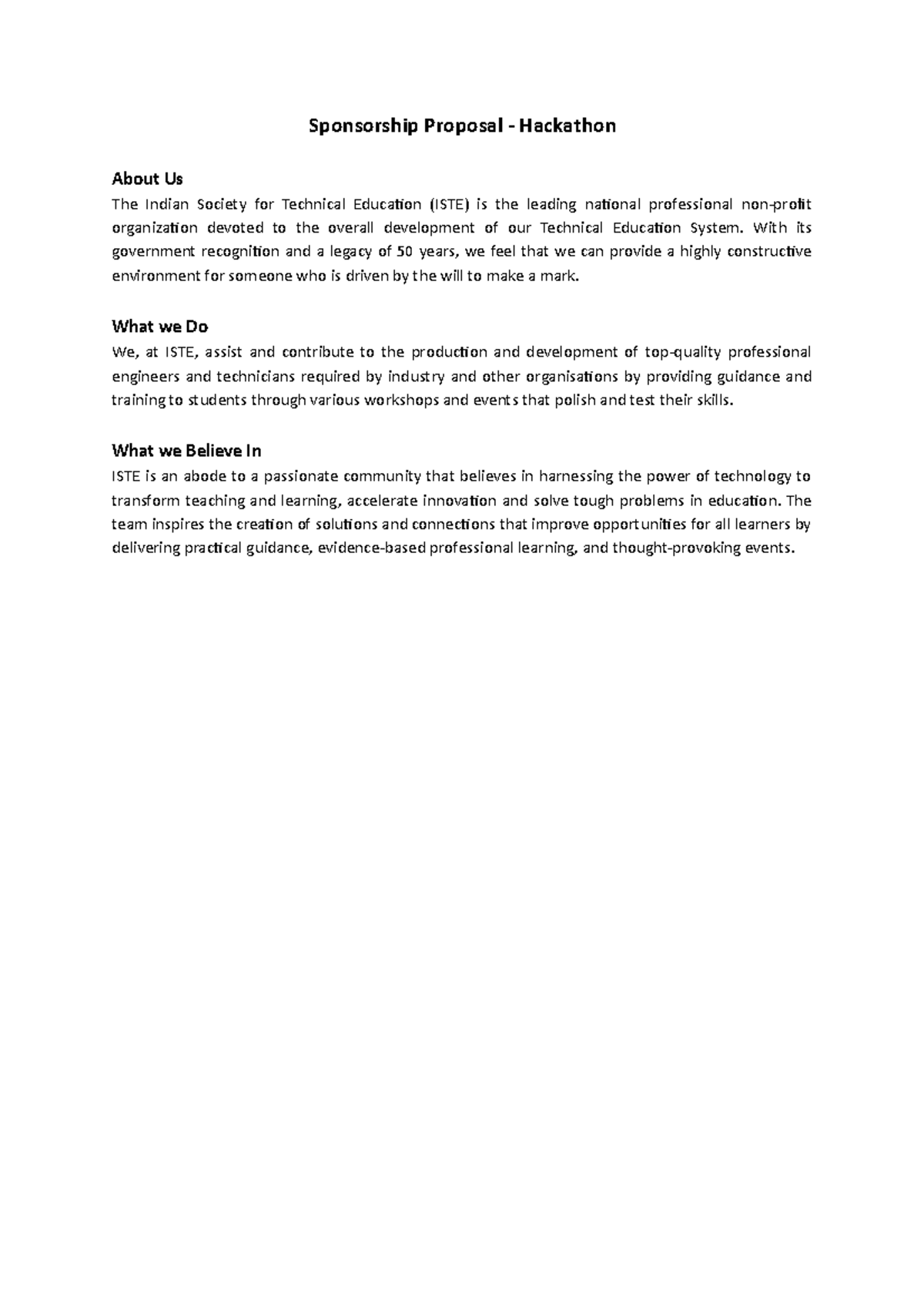 Sponsorship proposal Hackathon v0 - Sponsorship Proposal - Hackathon ...