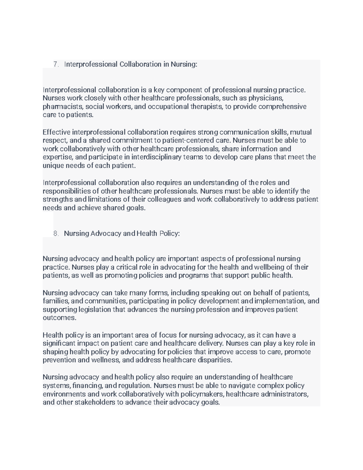 Professional Nursing 7-8 - Interprofessional Collaboration in Nursing ...