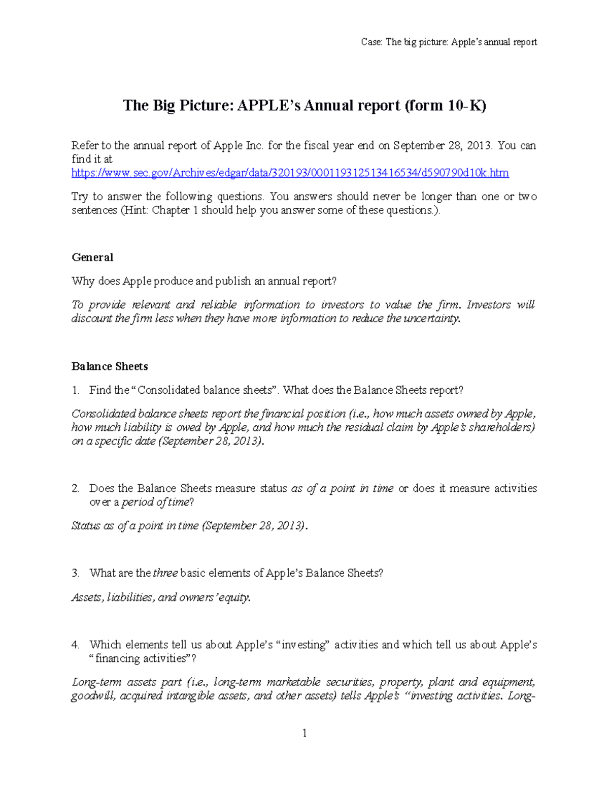 L1-case-solution - Practice quesions on APPLE’s Annual report - The Big ...