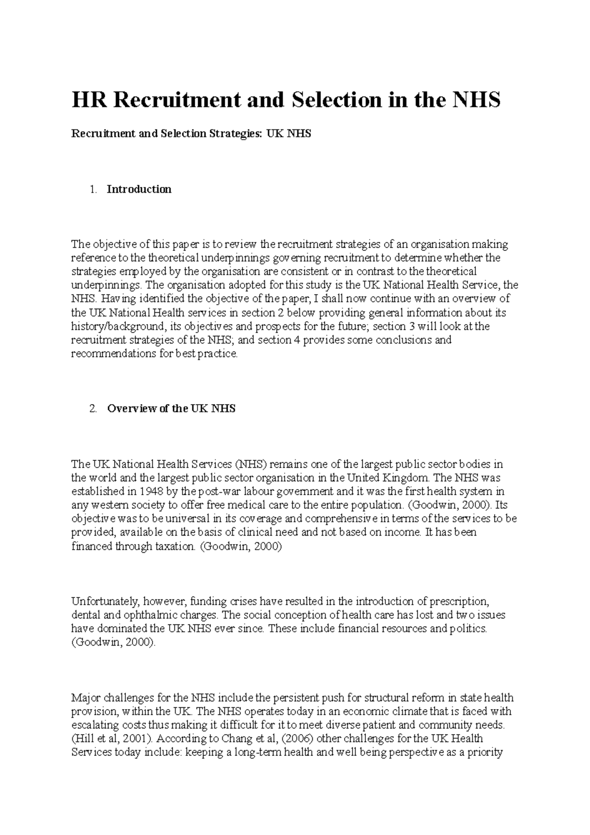 HR Recruitment and Selection in the NHS - HR Recruitment and Selection ...