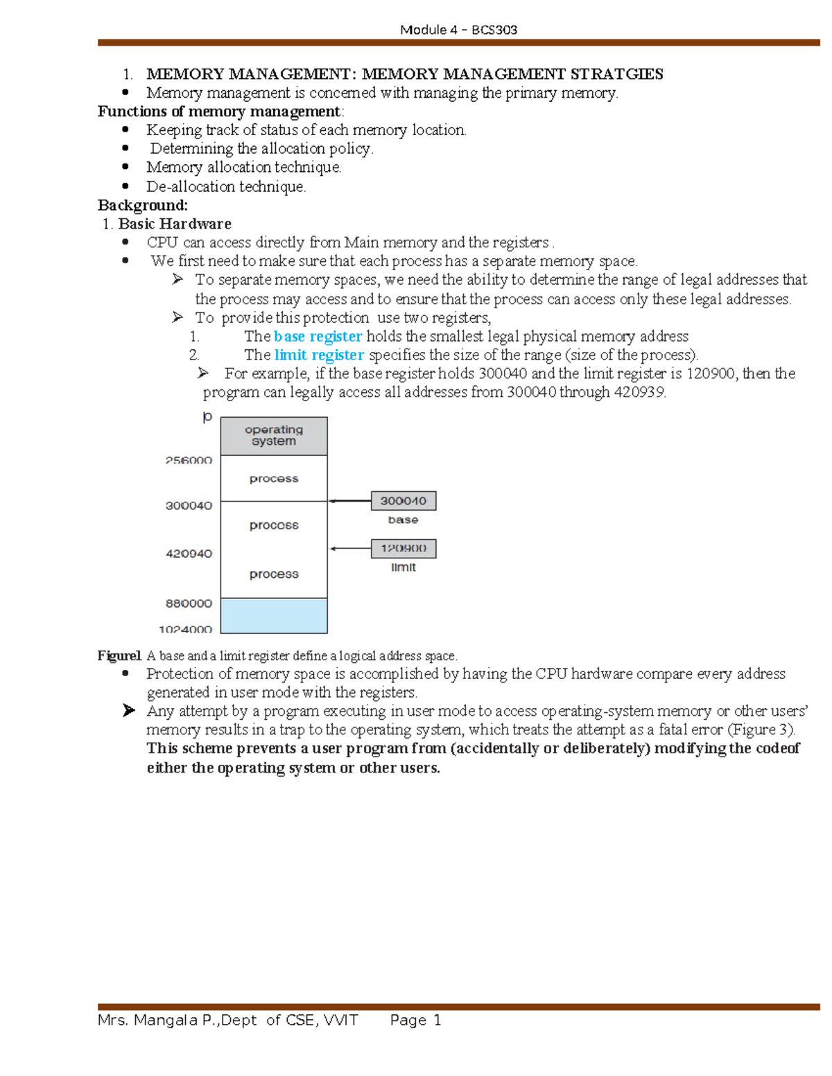 Mod 4 OS - Module 4 notes - 1. MEMORY MANAGEMENT: MEMORY MANAGEMENT ...