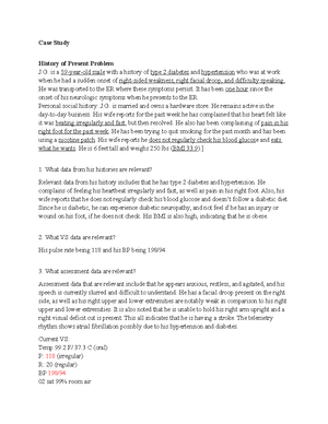 Possible patients for clinical case study paper - is a 65-year-old ...