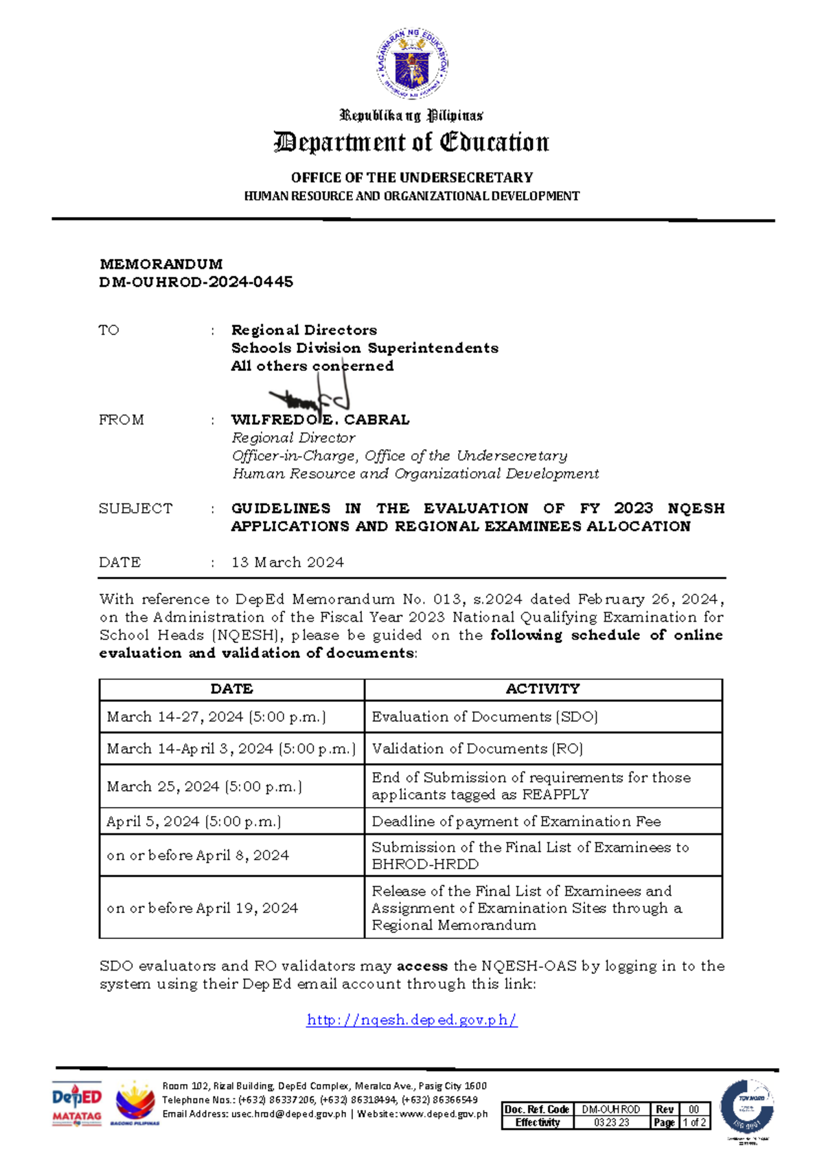 NQESH Application Guidelines - Republika ng Pilipinas Department of ...