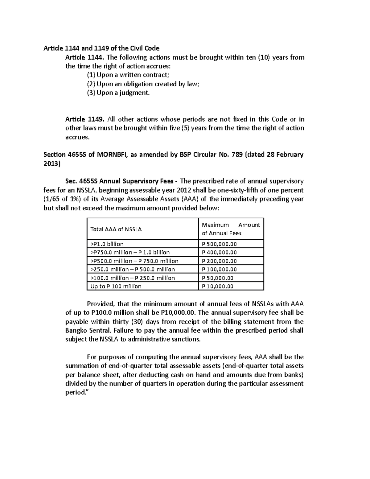 Article 1144 and 1149 of the Civil Code - Article 1144 and 1149 of the ...