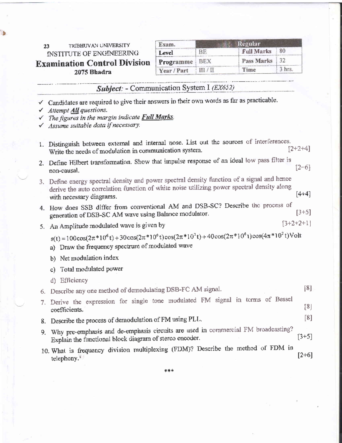 Communication System I - IT syllabus - TU - Studocu