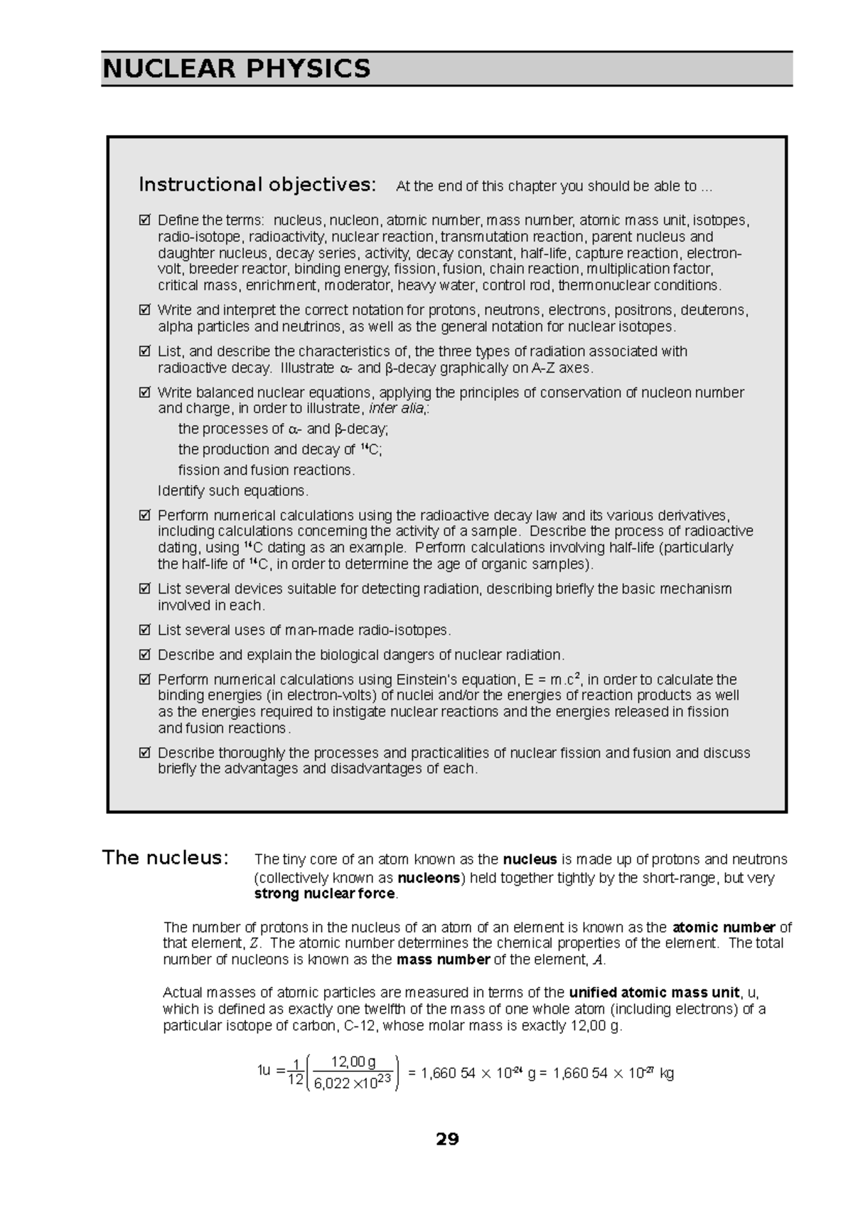 NUCLEAR PHYSICS- Lecture notes 17 - The nucleus: The tiny core of an ...