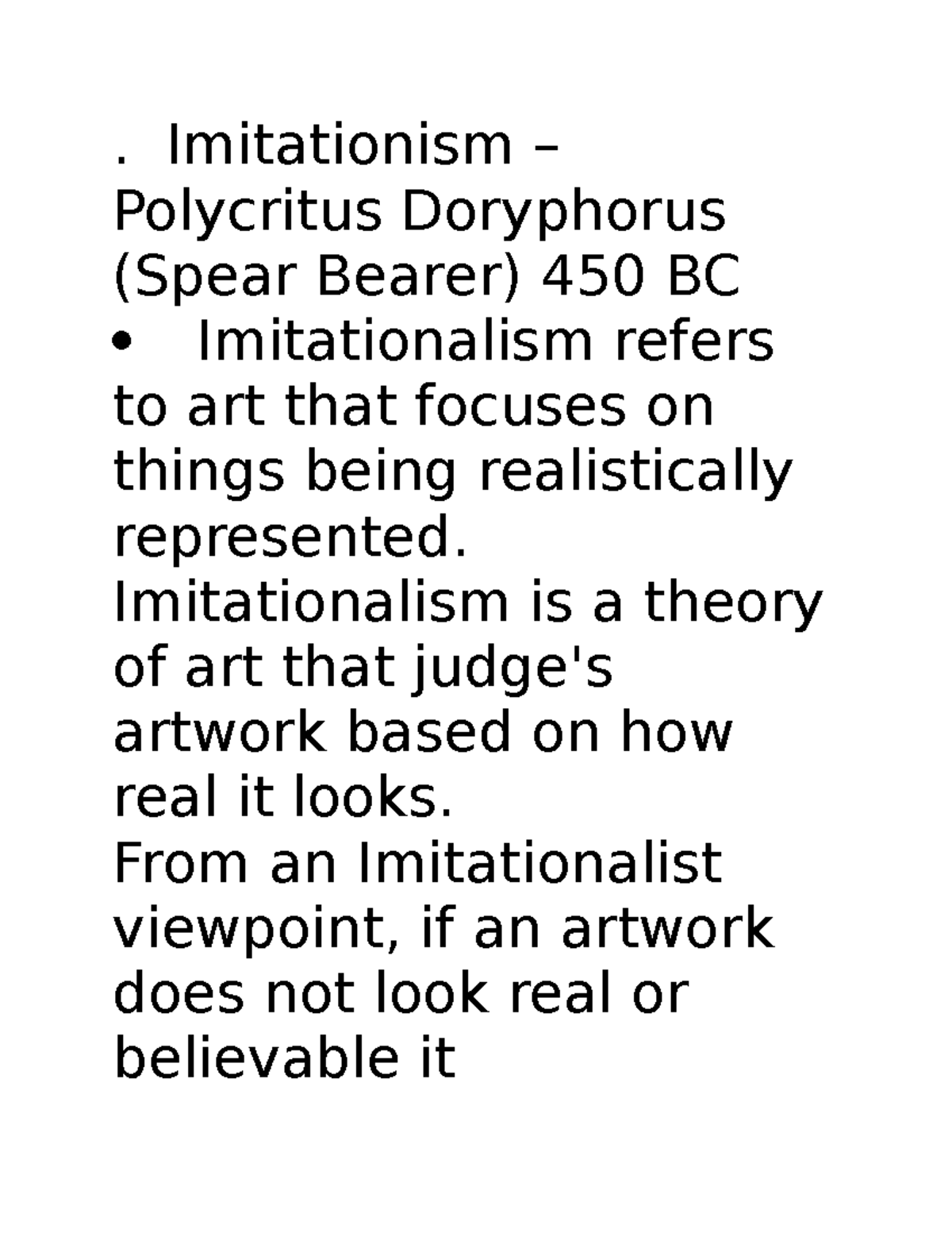 Imitationism-and-Representationism - . Imitationism – Polycritus ...