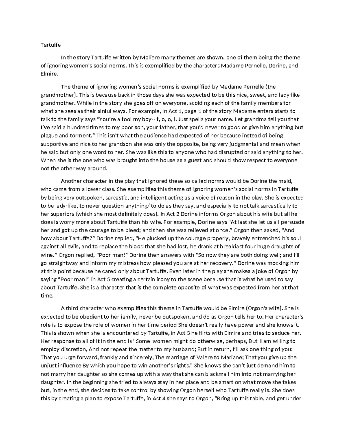 Tartuffe copy copy - Yes - Tartuffe In the story Tartuffe written by ...