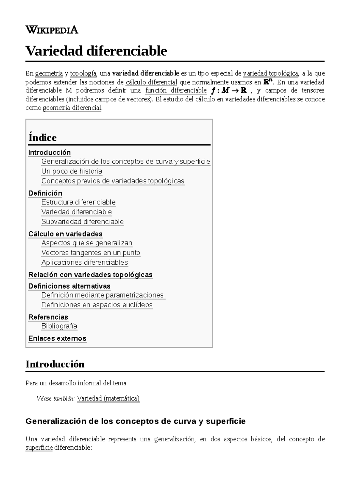 Variedad diferenciable - En una variedad diferenciable M podremos ...