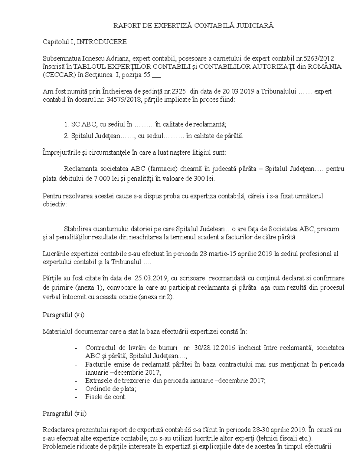 3. RAport expertiza cauza civila - RAPORT DE EXPERTIZĂ CONTABILĂ ...
