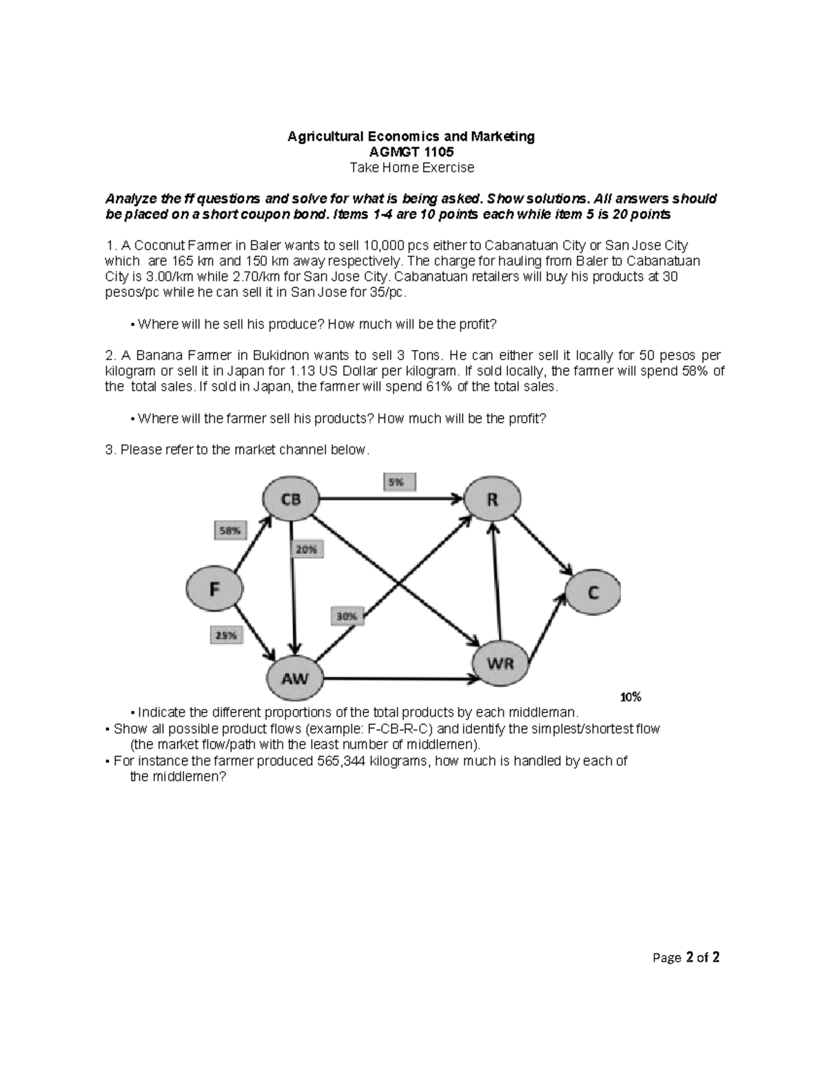 Agricultural Economics and Marketing - Show solutions. All answers ...