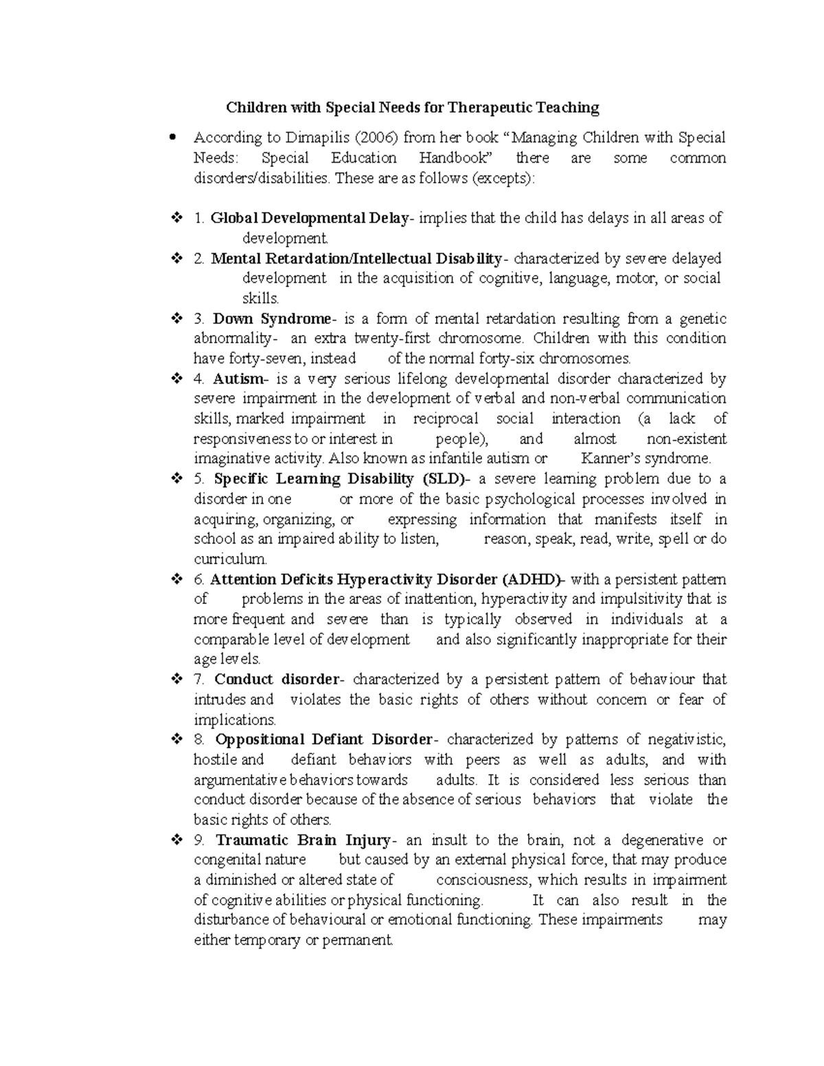 Children with Special Needs for Therapeutic Teaching - These are as ...