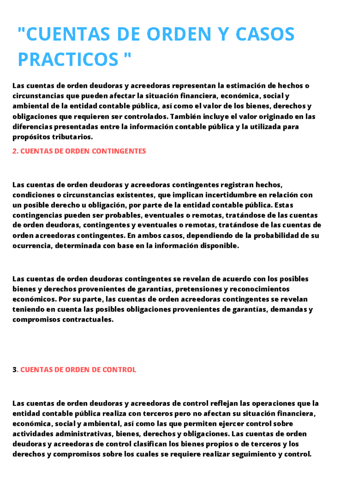 Cuentas DE Orden Y Casos Practicos - "CUENTAS DE ORDEN Y CASOS ...
