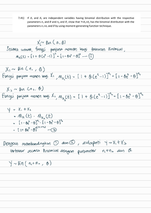 STQS2013 Latihan 1 - #MathematicalStatistics #StatistikMatematik - Studocu