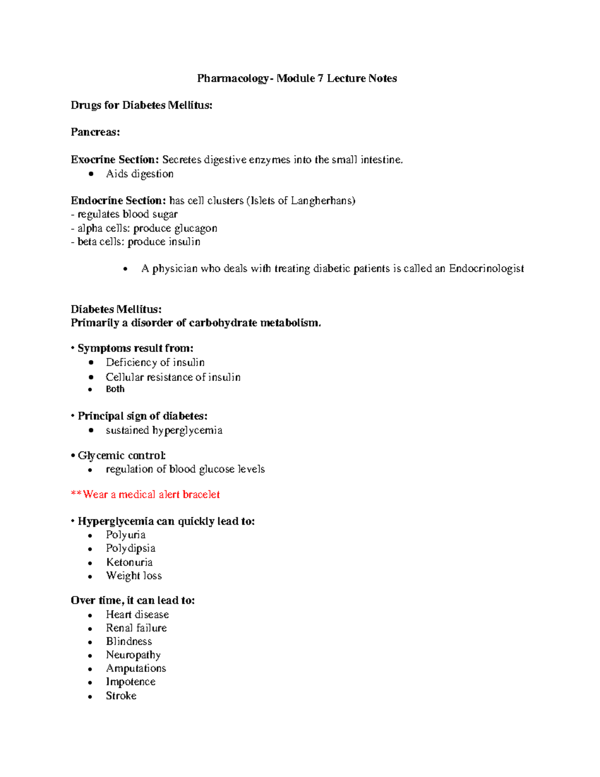 Pharmacology module 7 - Jdjd - Pharmacology- Module 7 Lecture Notes ...