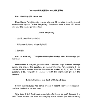 CET4 Practice Test 4 - CET4-Practice-Test- Practice Test 4 (CET 4) 用时 ...