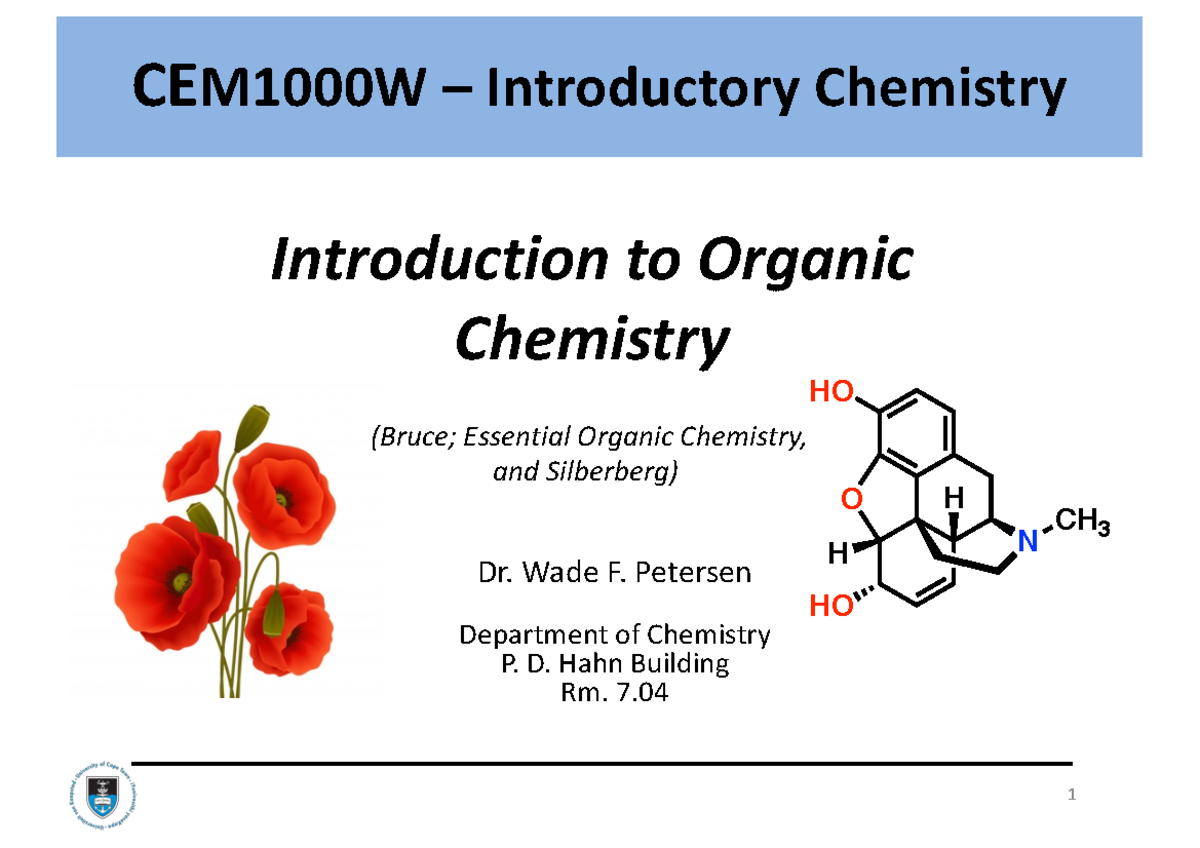 CEM1000W+ +Into+to+Org+Chem+ +Week+1+ + Notes - CEM1000W 3 Introductory ...