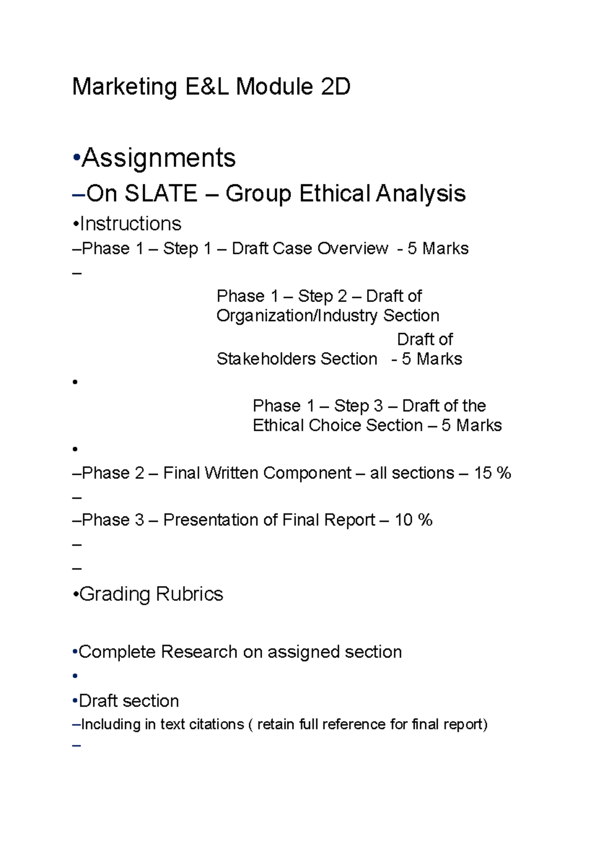 Module 2D - Business Law - Marketing E&L Module 2D • Assignments – On ...