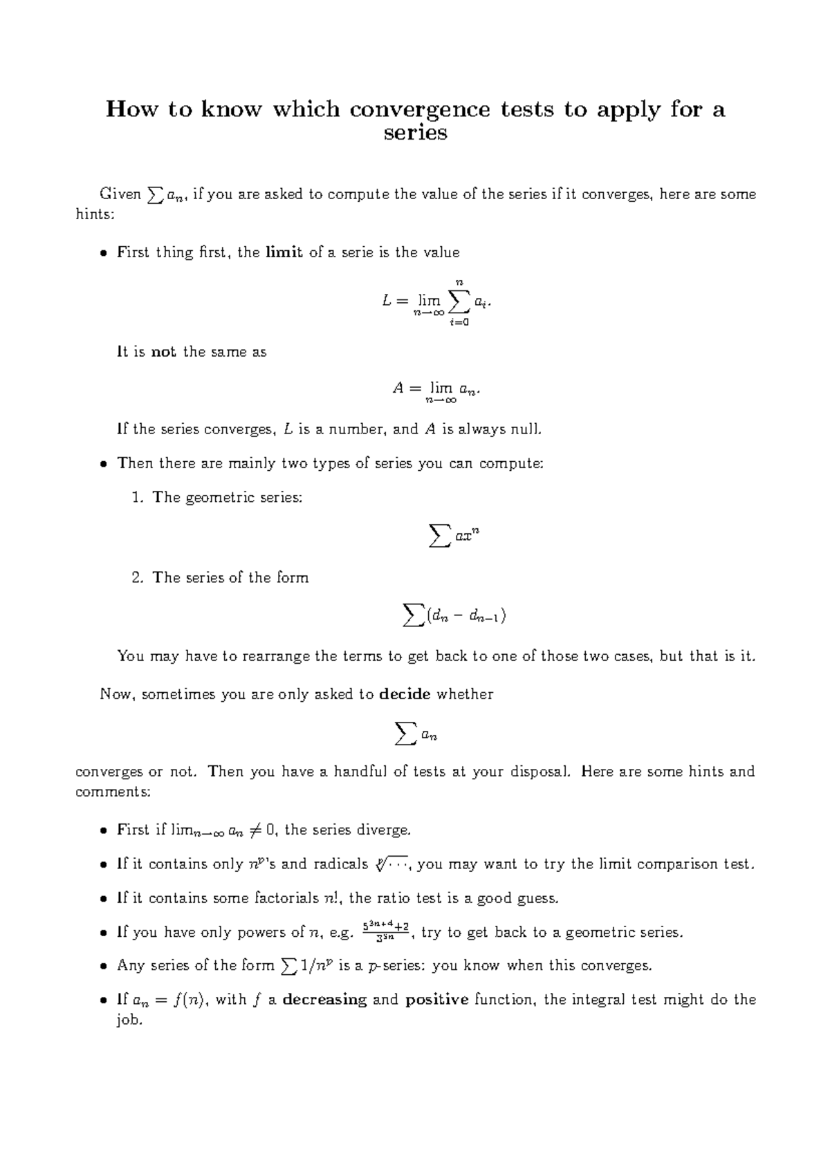 Convergence-tests - resumen de las pruebas de convergencia - How to ...