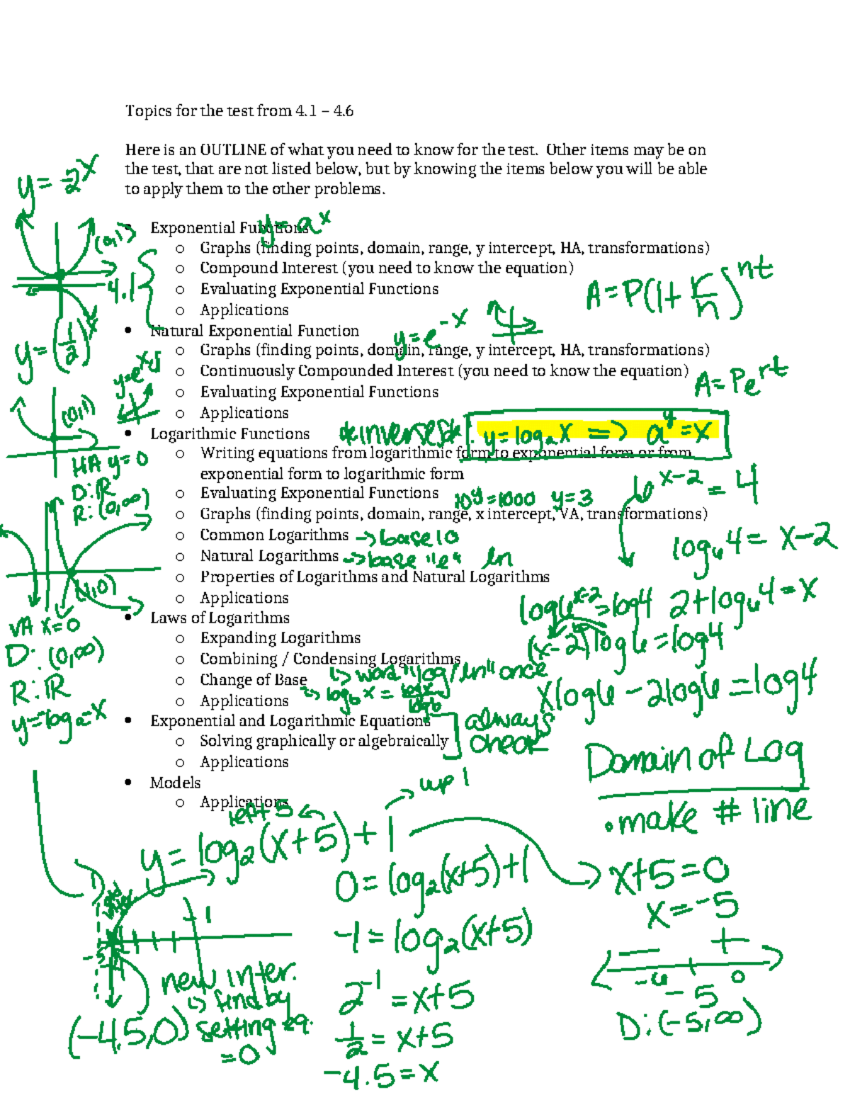 Chapter 4 Test Topics w notes - Topics for the test from 4 – 4. Here is ...