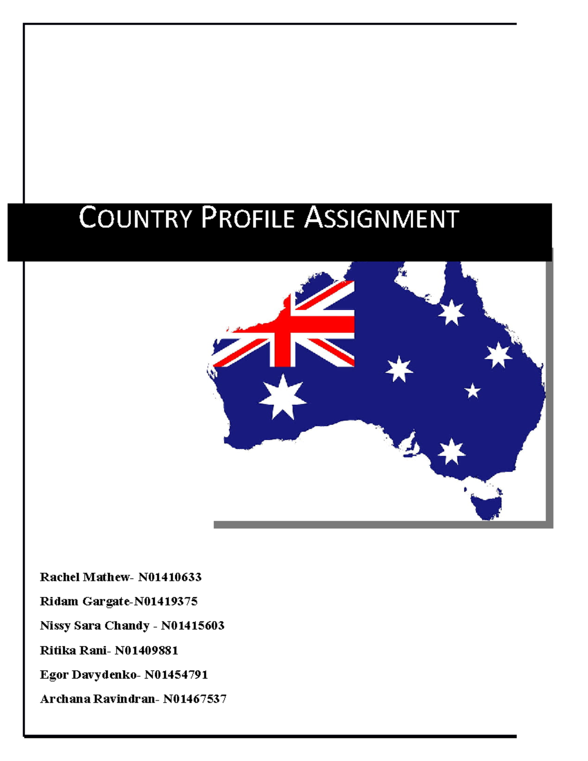 Country Profile Assignment - COUNTRY PROFILE ASSIGNMENT Description of ...