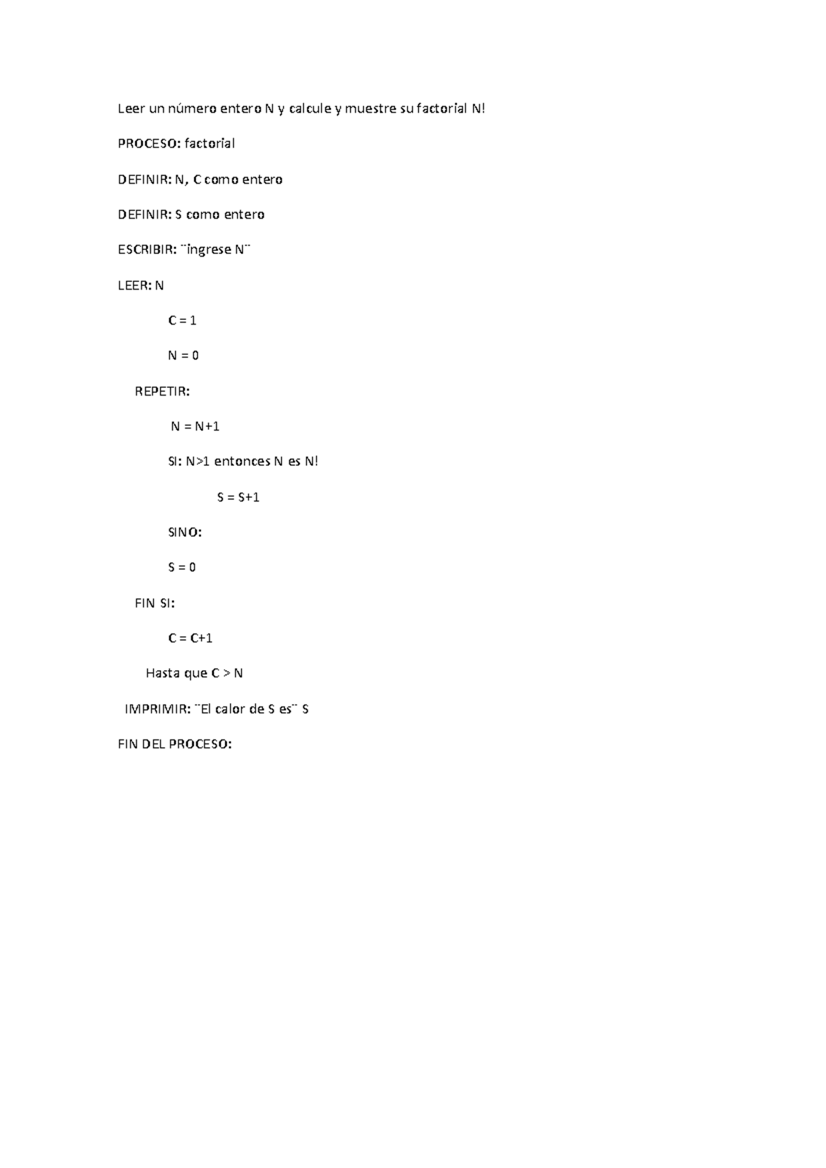 Algoritmos tarea 2 - Leer un número entero N y calcule y muestre su ...