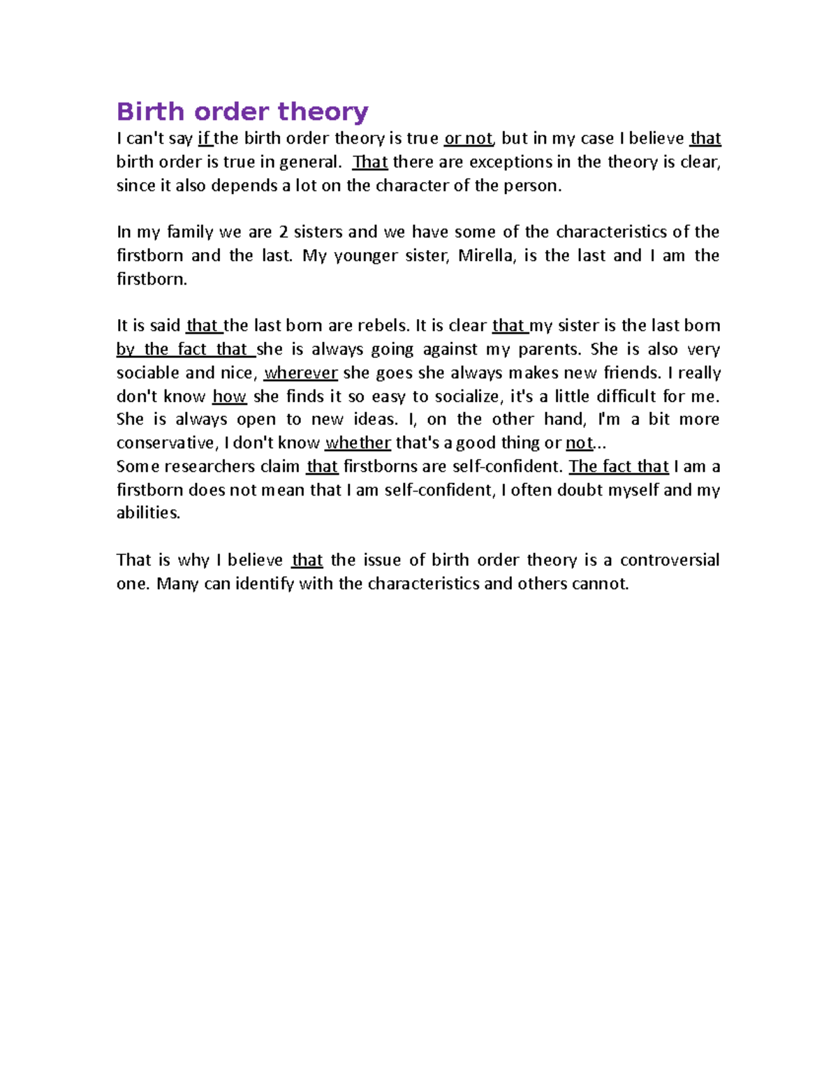 Portafolio Avanzado 6 - Birth order theory I can't say if the birth ...