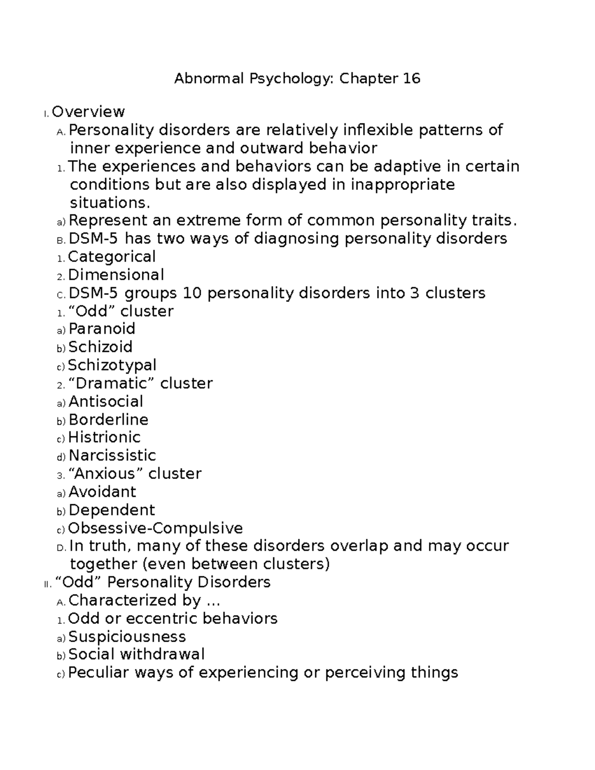 Abnormal Pyschology Chapter 16 - Abnormal Psychology: Chapter 16 I ...