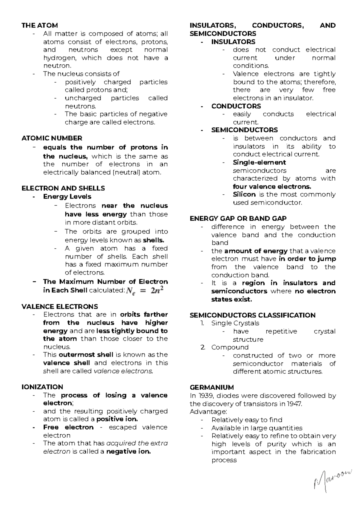 ECE- Midterms- Reviewer - THE ATOM All matter is composed of atoms; all atoms consist of ...