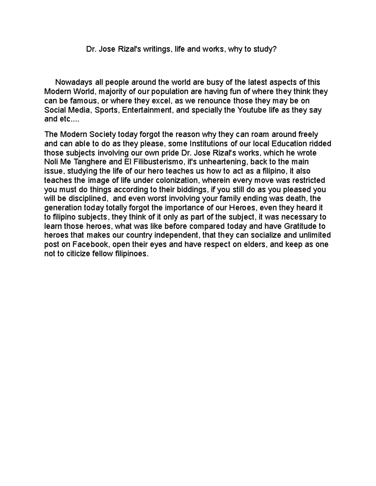 Joash Manalo's Rizal document etc - Dr. Jose Rizal's writings, life and ...