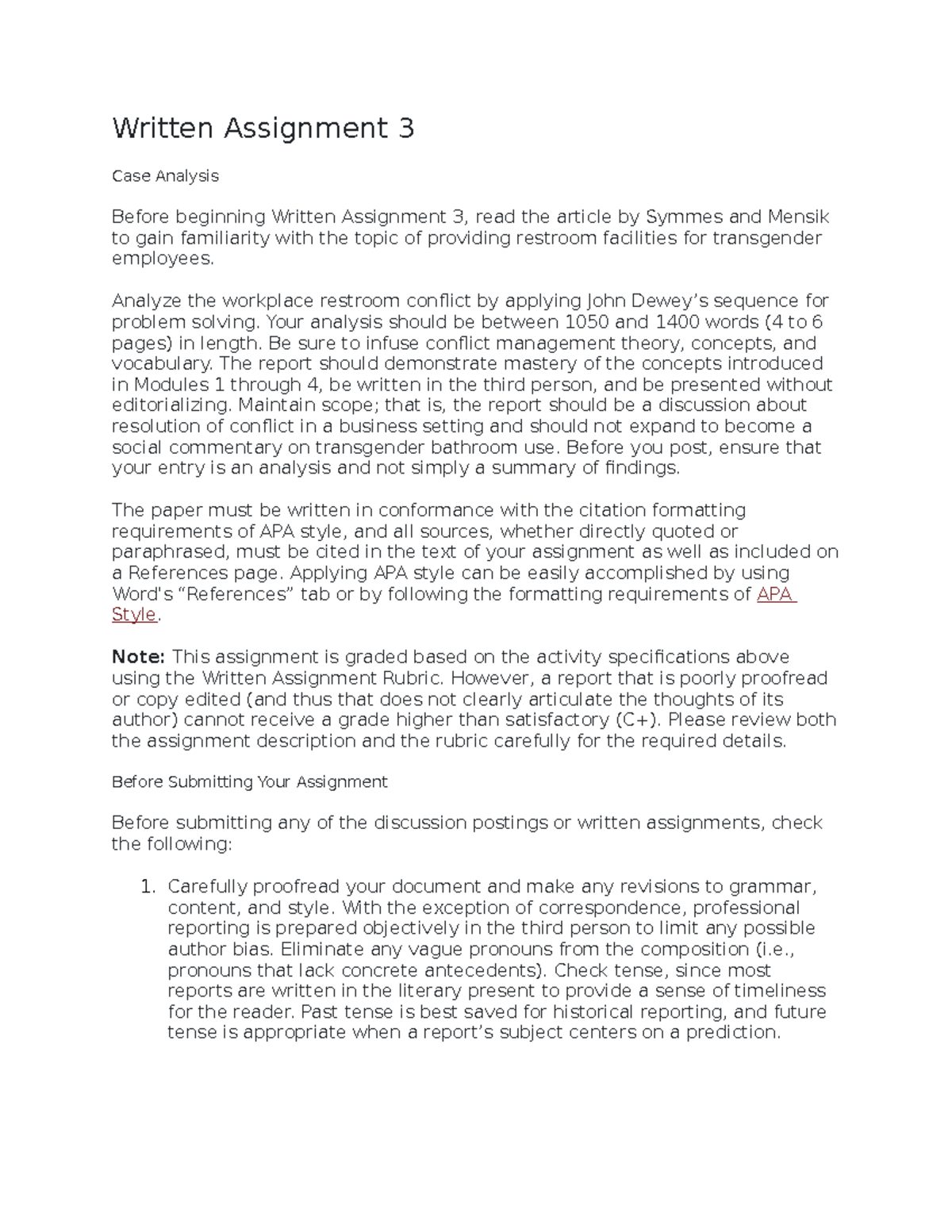 Case analisys 3 - notes - Written Assignment 3 Case Analysis Before ...